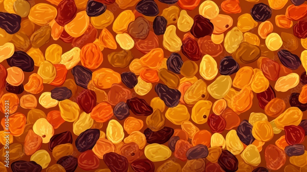 Organic Dried Raisins Berry Cartoon Horizontal Background Illustration ...