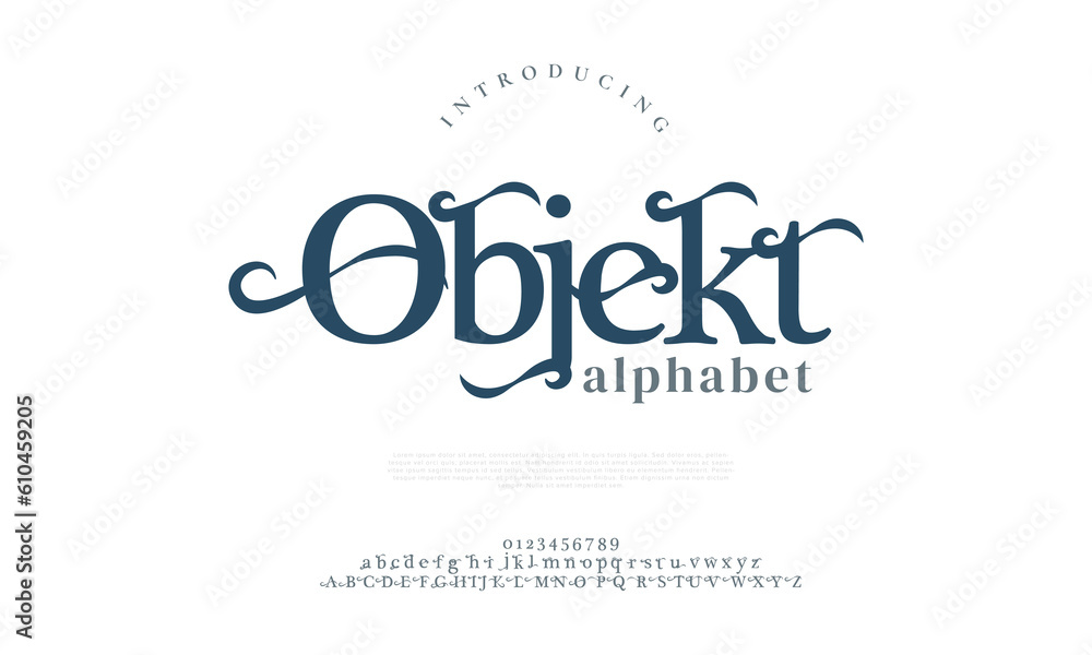 Elegant luxury abstract wedding fashion logo font alphabet. Minimal ...