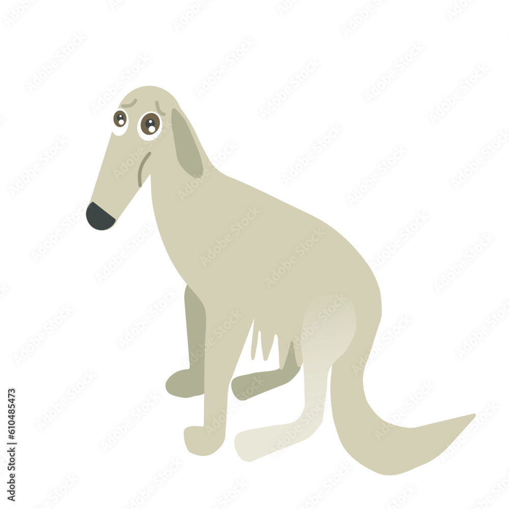 Cute beige borzoi dog meme. Vector drawing of a dog whose muzzle is ...