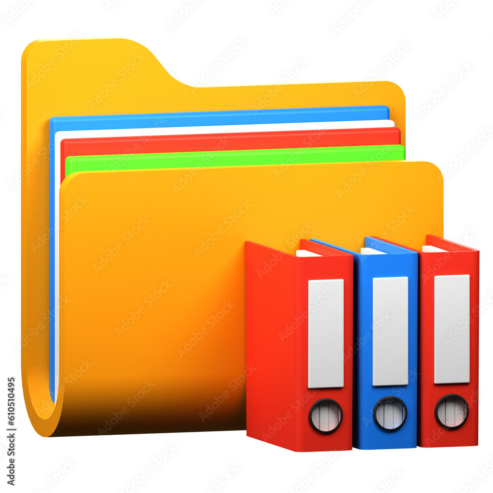 Illustration Stock 3d folder and paper for management file, document ...