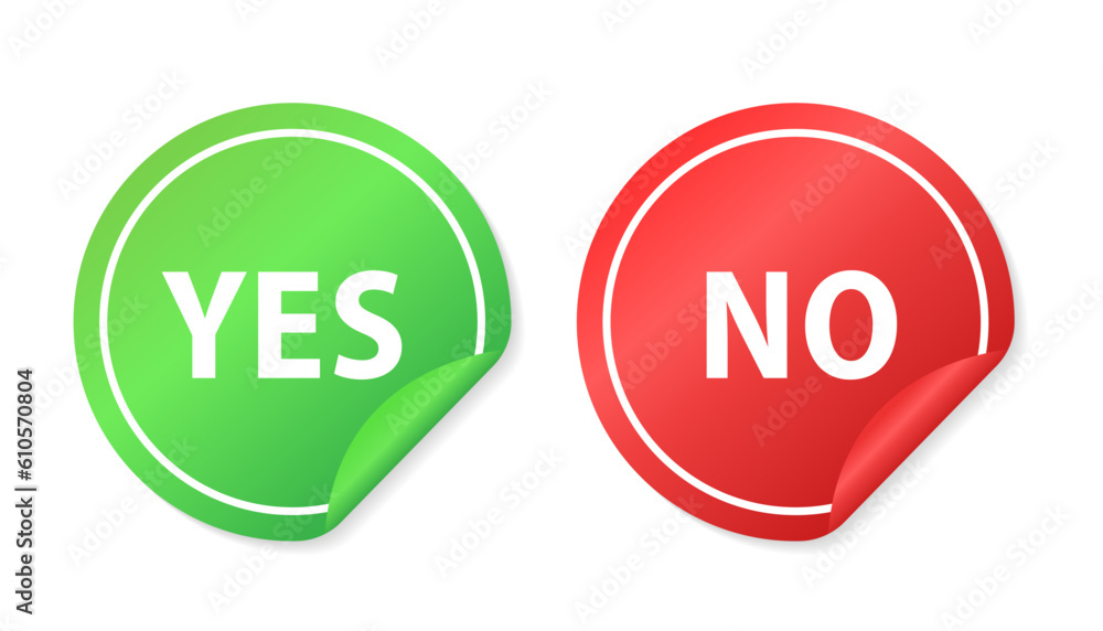 Vector de Stock Yes or no vector stickers. Green check mark Yes and red ...