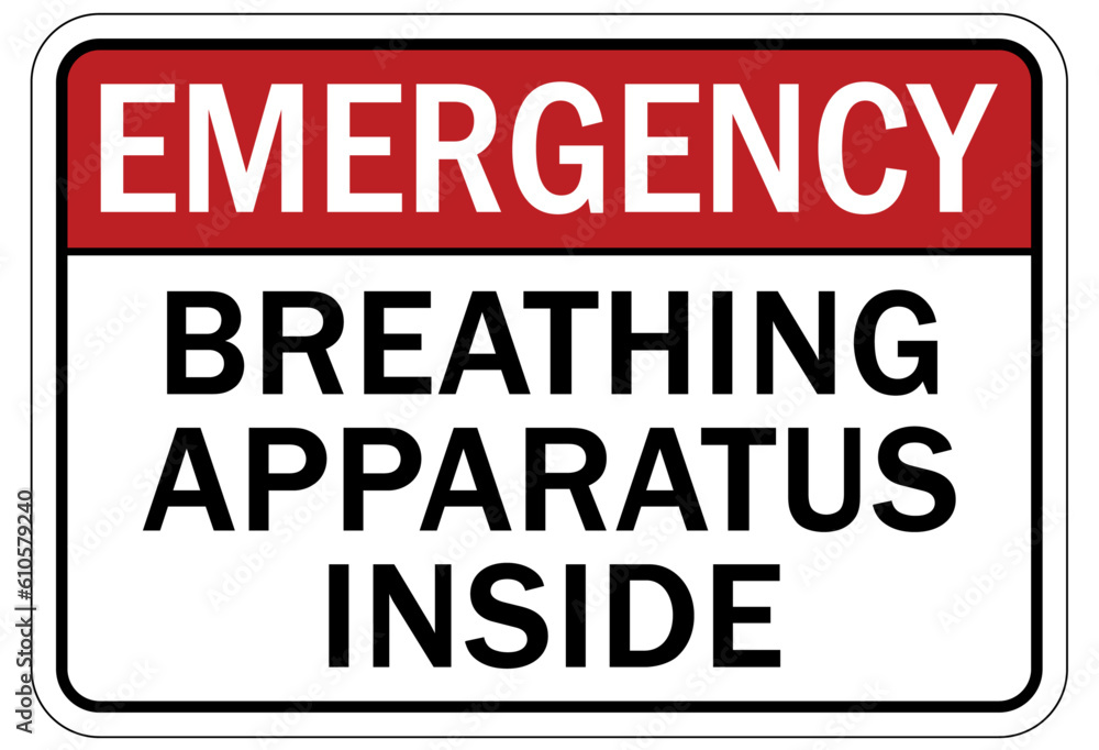 Breathing air station sign and labels breathing apparatus inside Stock ...