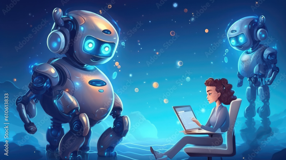 ภาพประกอบ Stock AI bot, chatbot, AI Artificial Intelligence technology ...