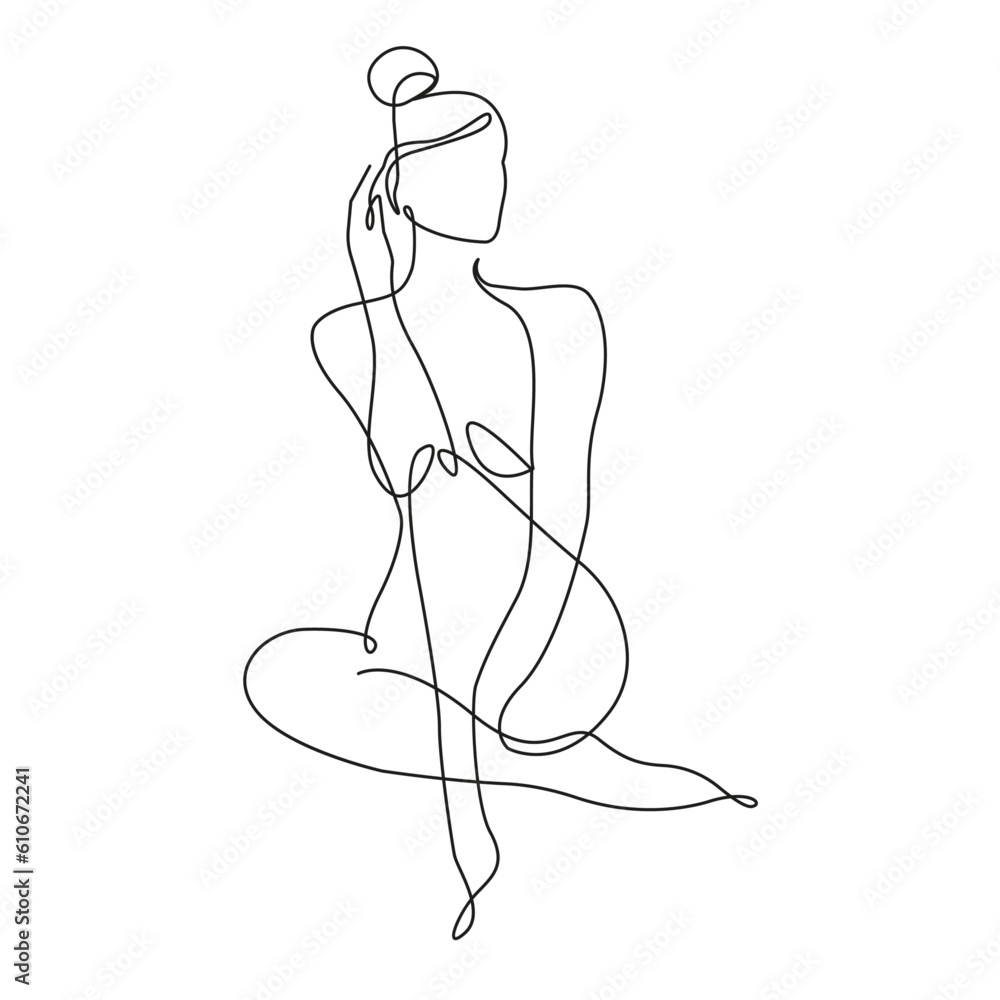 Image vectorielle Stock Trendy Line Art Woman Body. Minimalistic Black ...