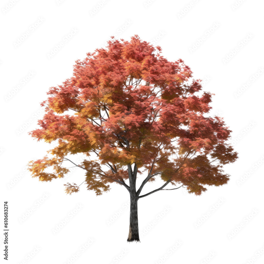 red oak tree isolated on transparent background cutout Stock ...