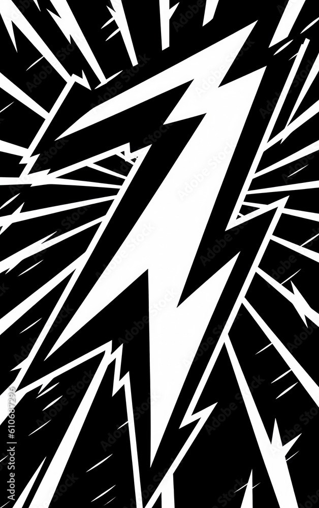Lightning bolt poster in a black outline, Lightning bolt icon, black ...