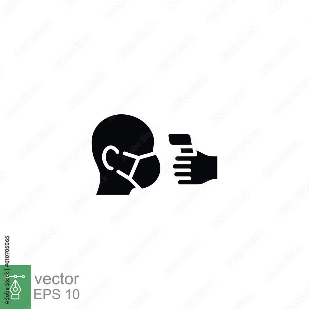 Body temperature check icon. Simple solid style. Thermal measure with ...