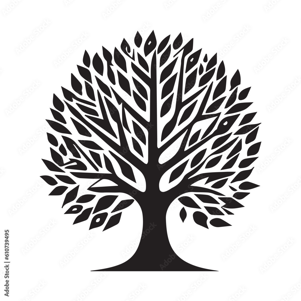 Tree Logo Clipart Vector Illustration, Tree Vector black silhouette ...