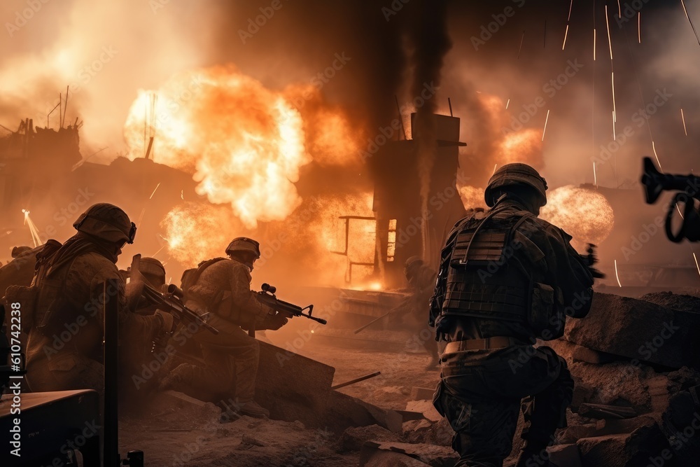 United States Navy special forces soldiers in action during a military ...