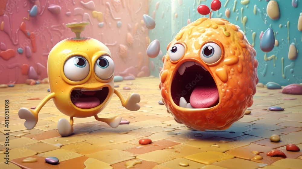 Generating AI illustration of a weird monster, Cartoon characters with ...