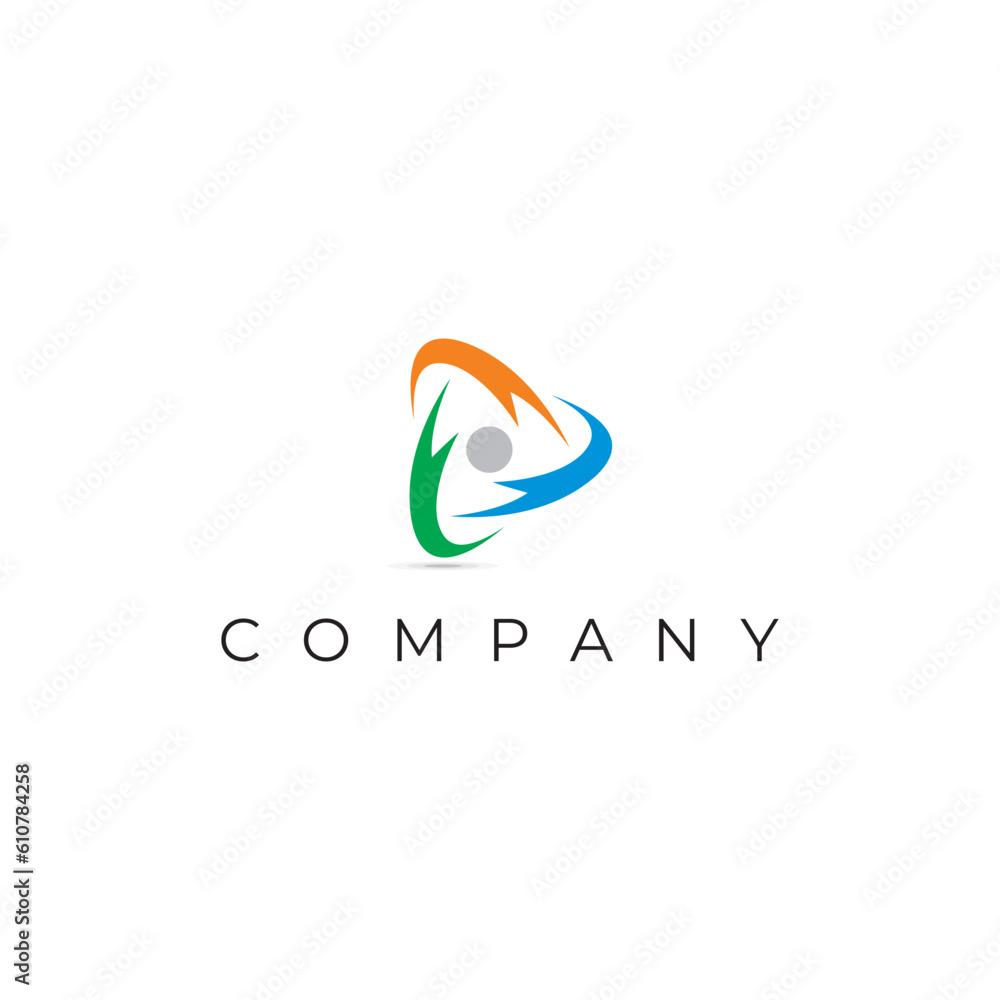 Three lines swirl technology vision core management company logo design ...