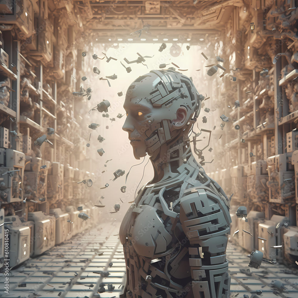 3D Render Artificial intelligence visualization, AI, KI, future, robot ...