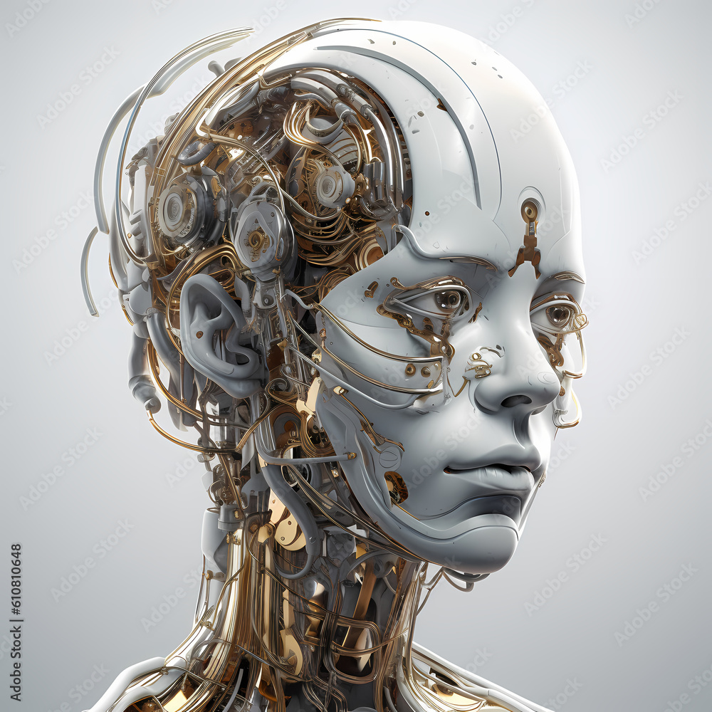 3D Render Artificial intelligence visualization, AI, KI, future, robot ...
