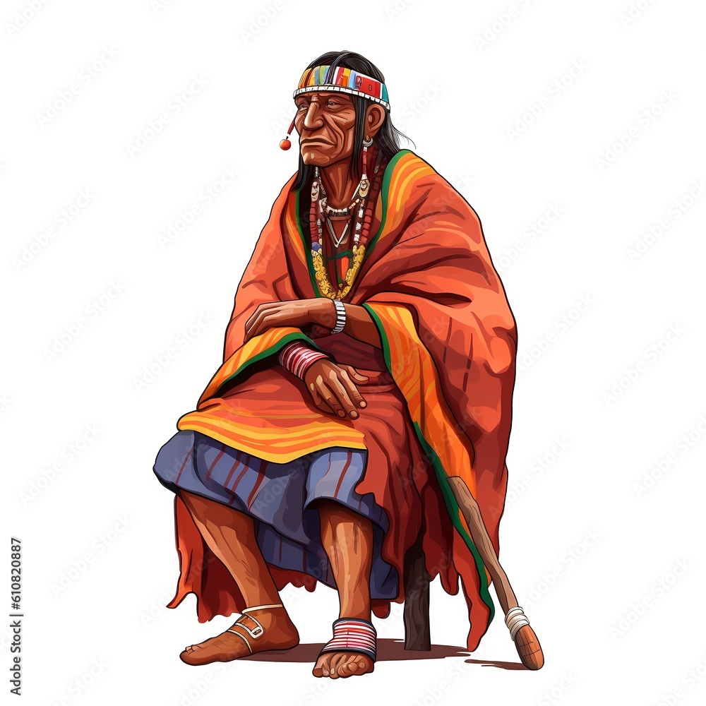 Generative AI Clipart of Indigenous Inca man, wearing simple robes ...