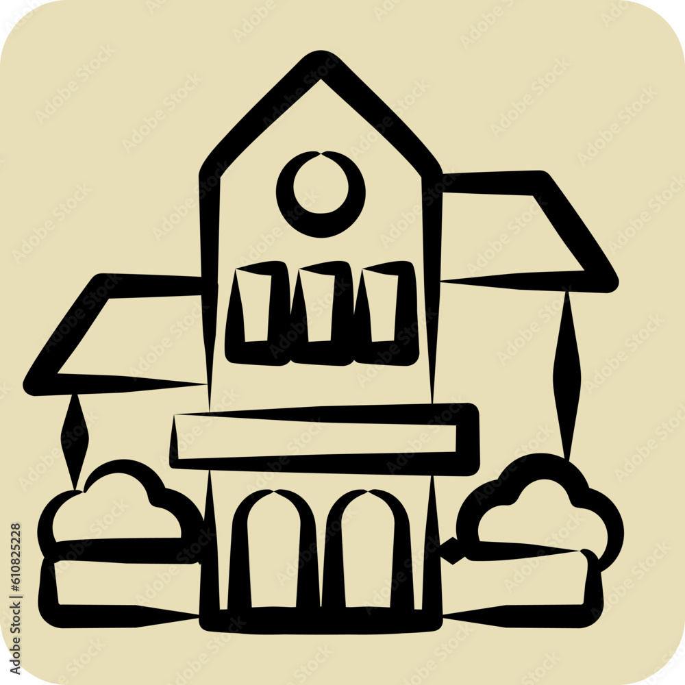 Icon Bishop Museum. related to Hawaii symbol. hand drawn style. simple ...