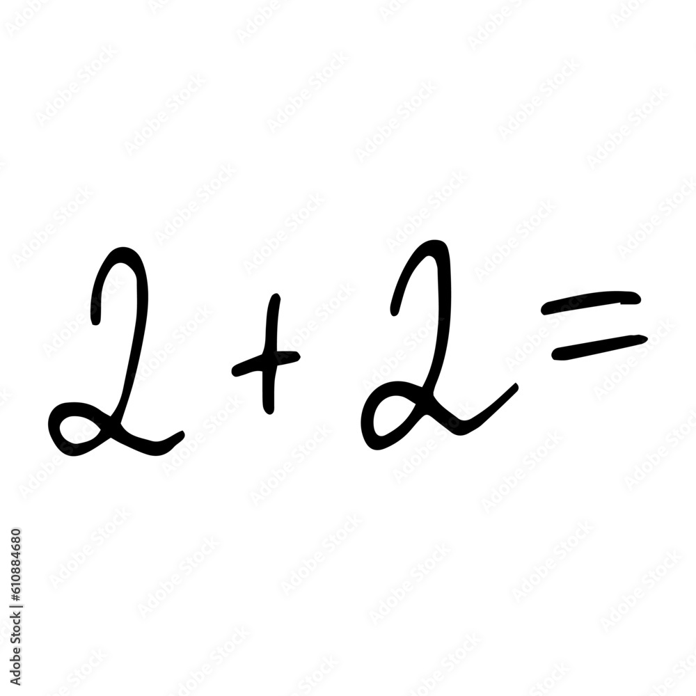 Vector de Stock 2 plus 2 math formula hand drawn in doodle style ...