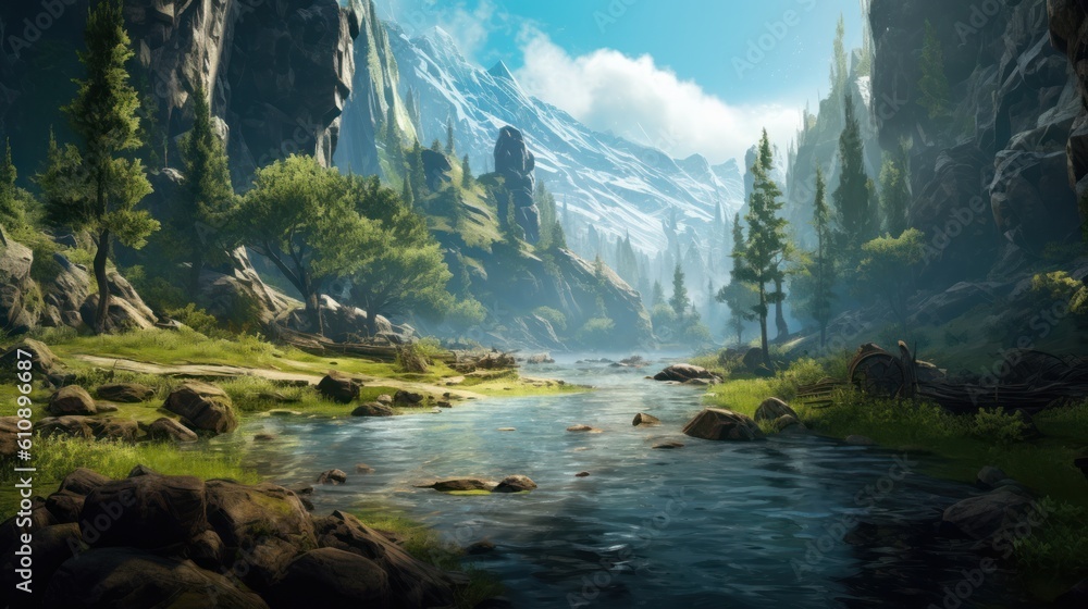 MMORPG game art environment Stock Illustration | Adobe Stock