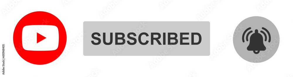Red YouTube play button. Subscribe button and bell icon Stock Vector ...