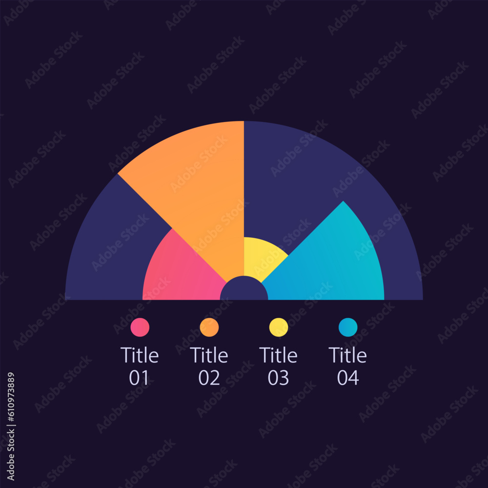 Vektor Arc infographic chart design template for dark theme. Company ...