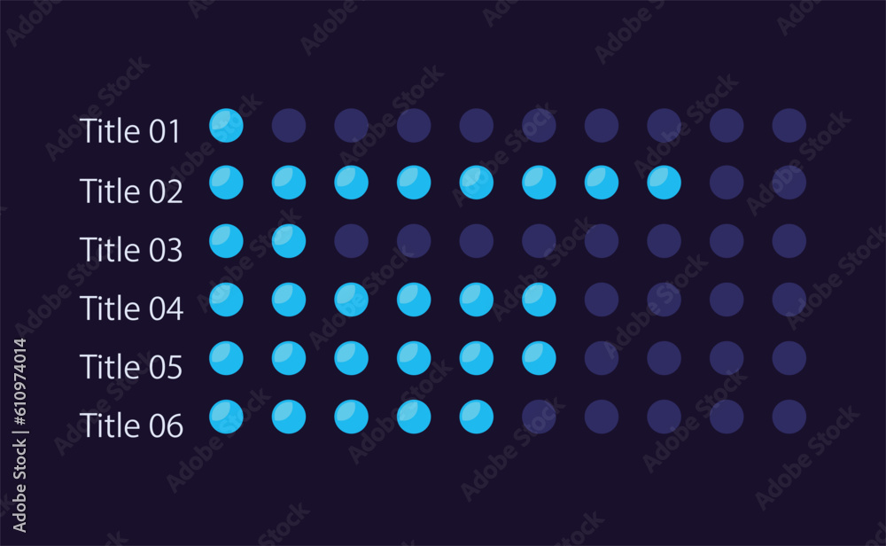 Horizontal dot plot infographic chart design template for dark theme ...