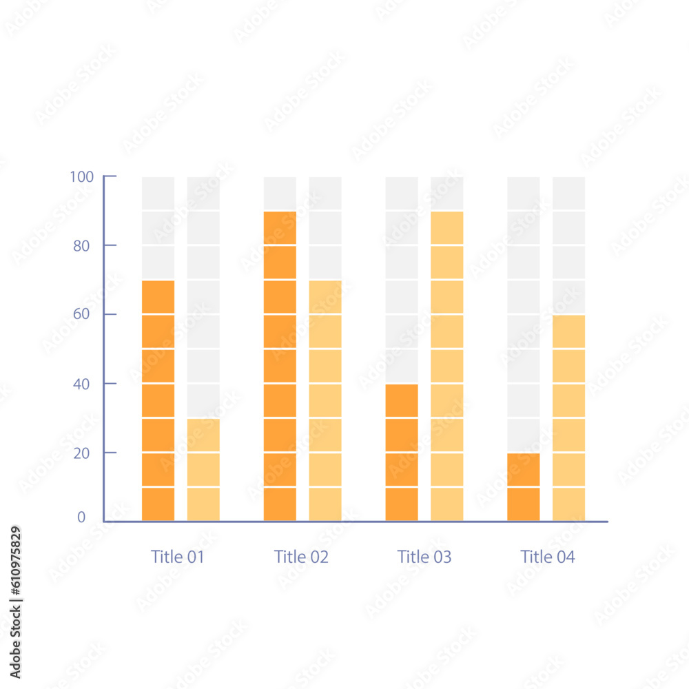 Grouped infographic chart design template with four titles. Growth ...