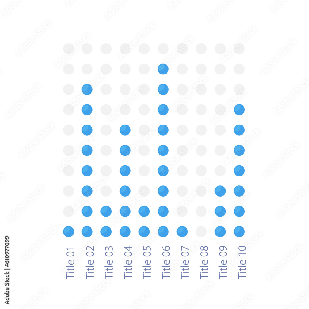 Dot stacks infographic chart design template. Ten categories. Compare ...