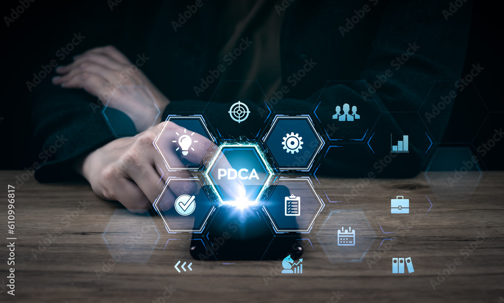 PDCA Plan Do Check Act. Business technology concept. Technology ...