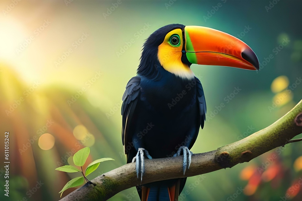 Toucan bird in its natural environment. Concept of preservation of the ...