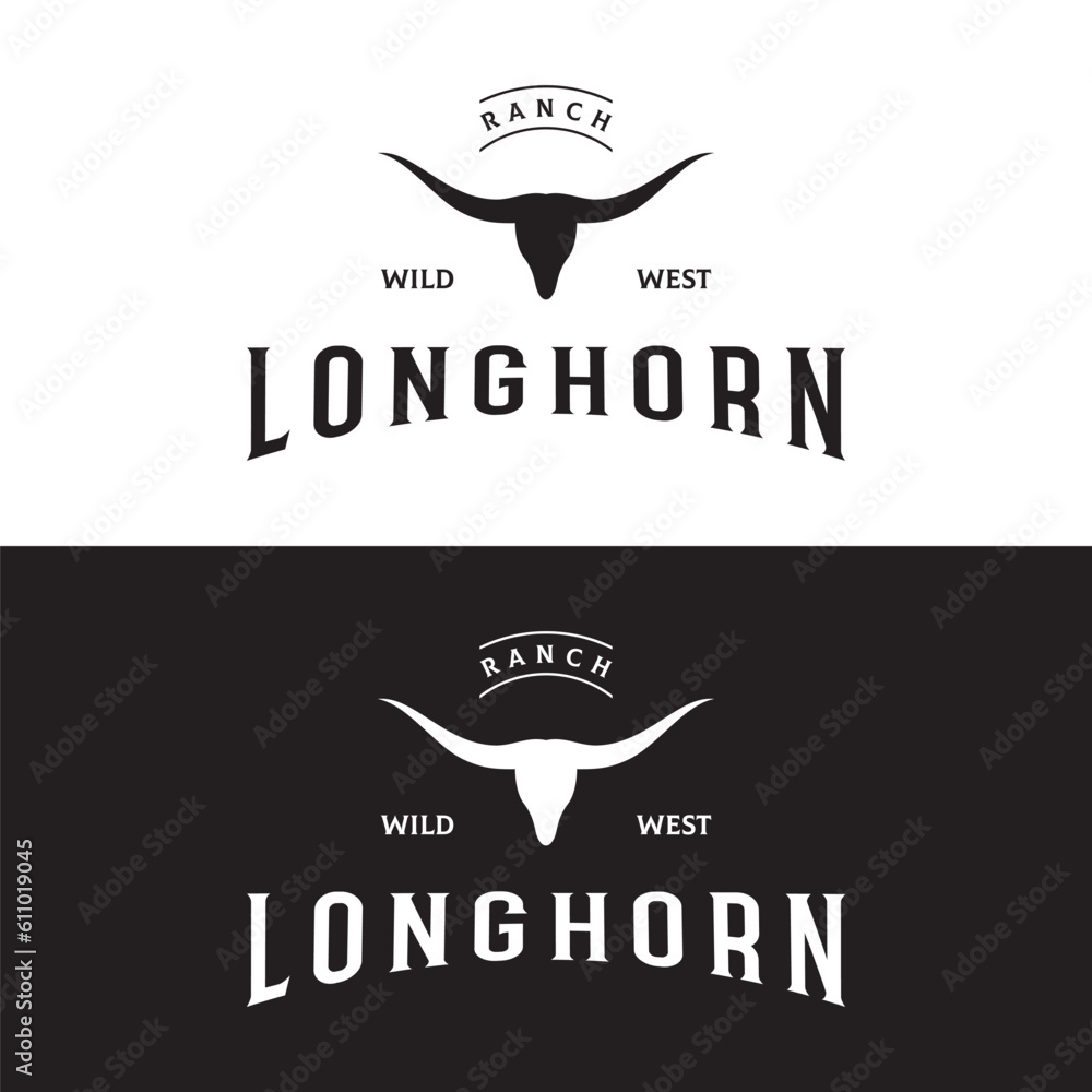 Longhorn texas ranch wild west animal logo design vintage retro.Logo ...
