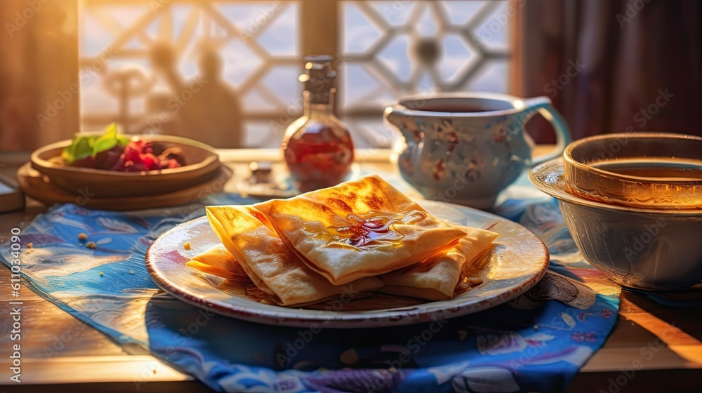 Roti Canai tasty meal background. Delicious food. Generative AI Stock ...