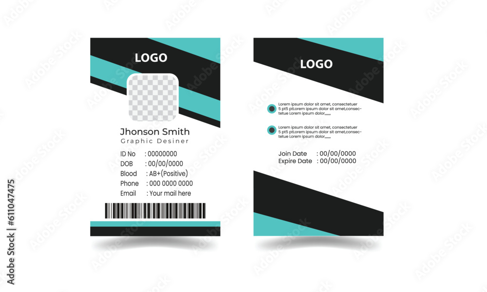 Professional modern id card template, Corporate employee identity badge ...