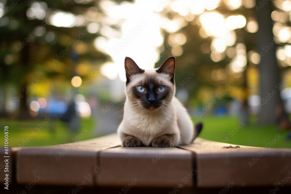 Group portrait photography of a happy siamese cat hopping against a ...
