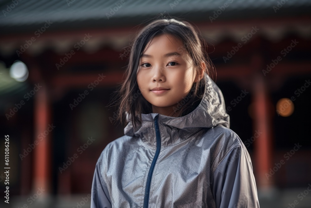 Environmental portrait photography of a glad kid female wearing a ...