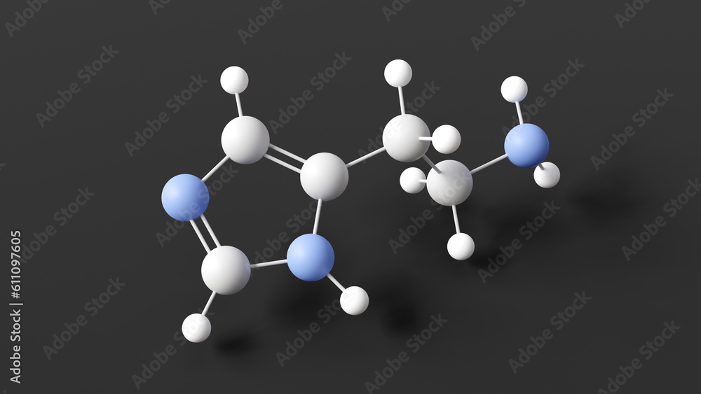 histamine molecule, molecular structure, neurotransmitter, ball and ...