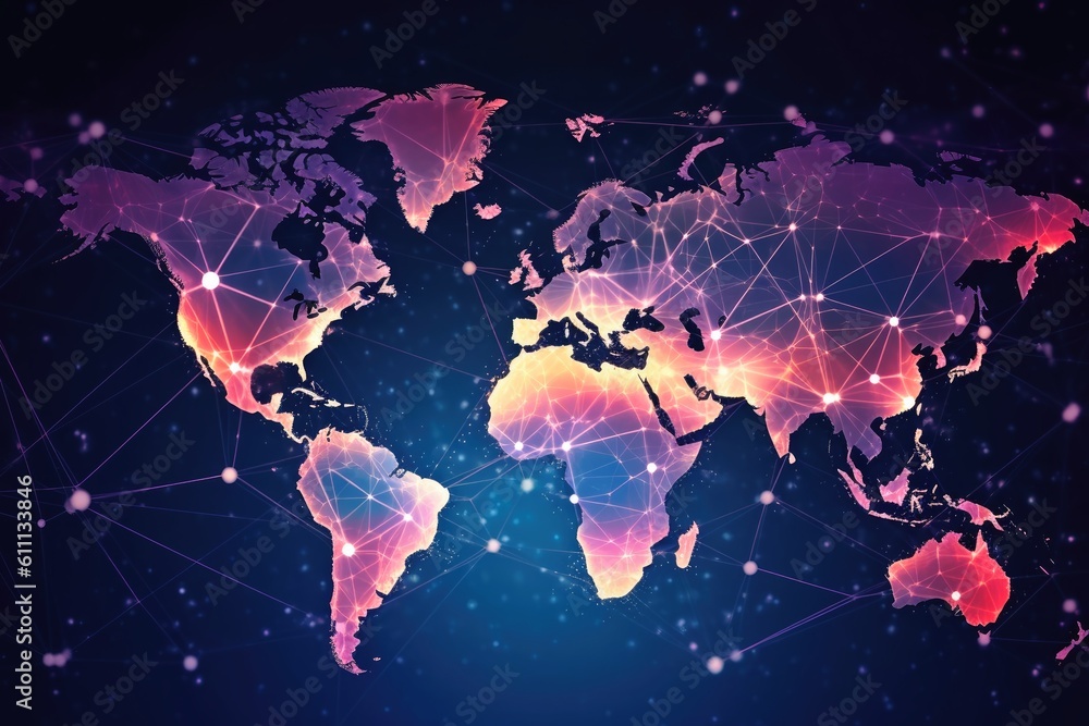 World map with network structures globalization concept created with ...