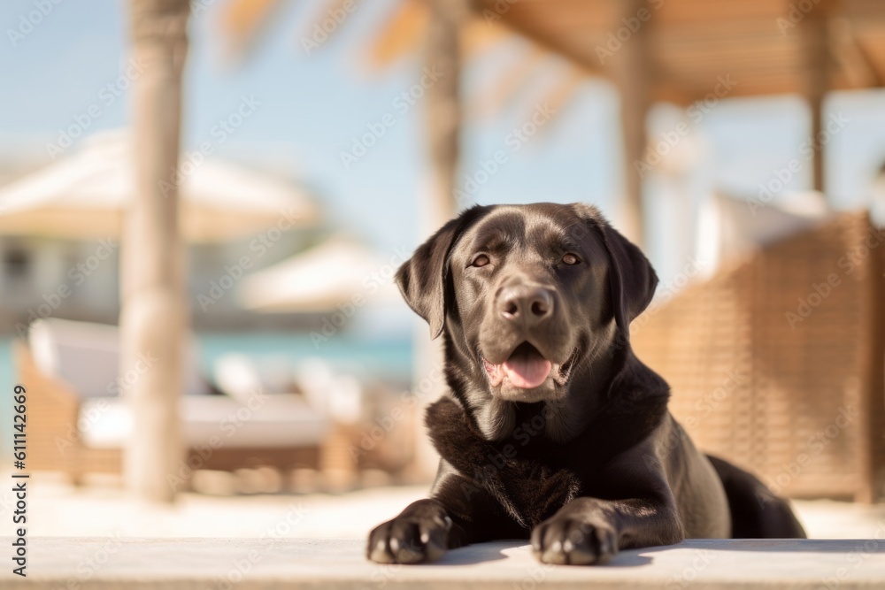 Full-length portrait photography of a smiling labrador retriever ...