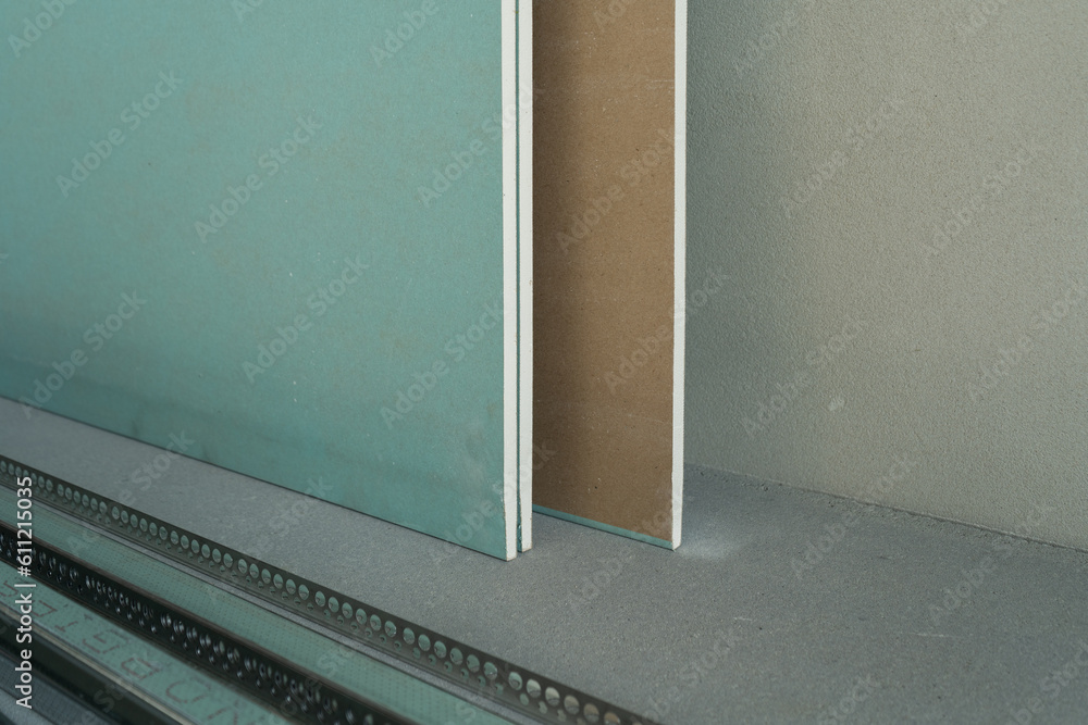 Green waterproof drywall or greenboard. Paper faced gypsum board ...