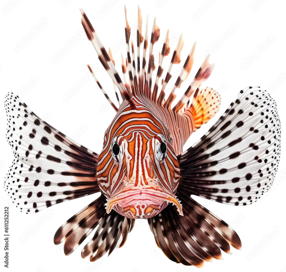 Front view of a lionfish isolated on white background as transparent ...