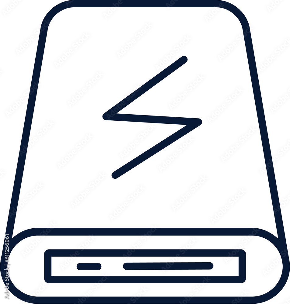 Portable external hard drive disk. Icon in line style design for ...