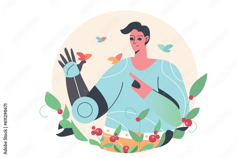 Concept disabled people with people scene in the flat cartoon style. A ...