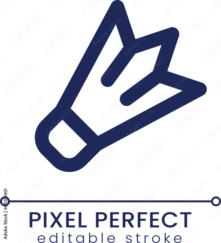 Badminton pixel perfect linear ui icon. Shuttlecock kicking. Sports ...