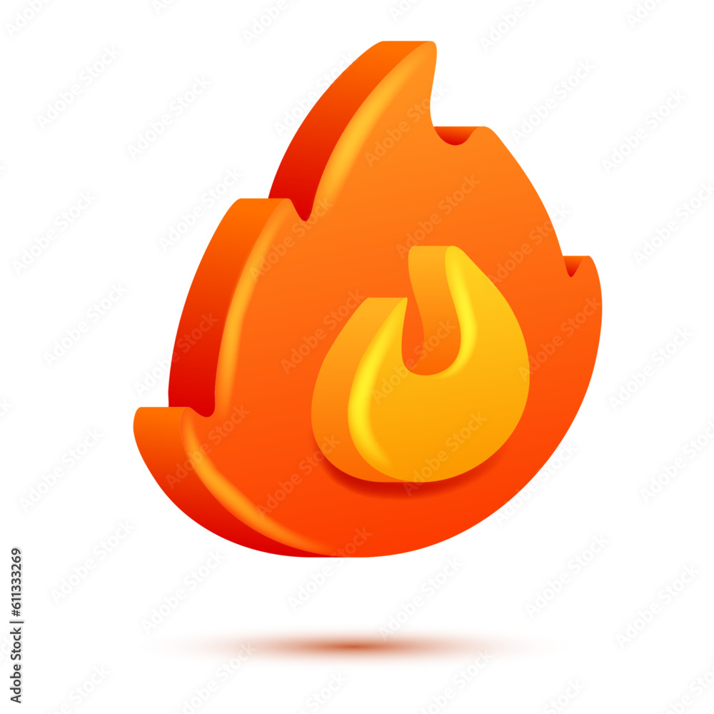 Fire flame 3d vector. Cartoon 3d isolated vector illustration Stock ...