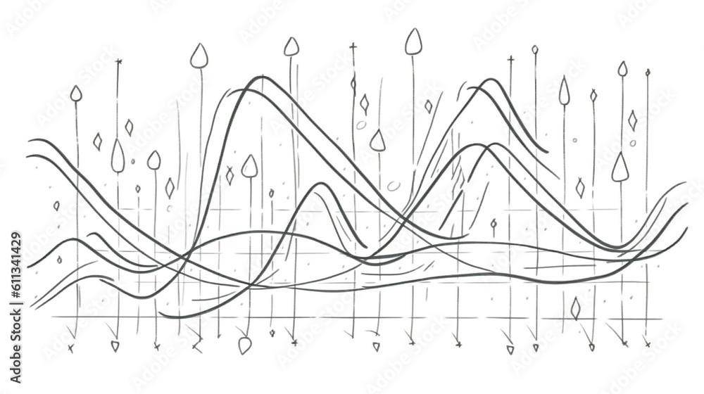 Chart graph with arrow. Black Icon continuous line isolated on white ...