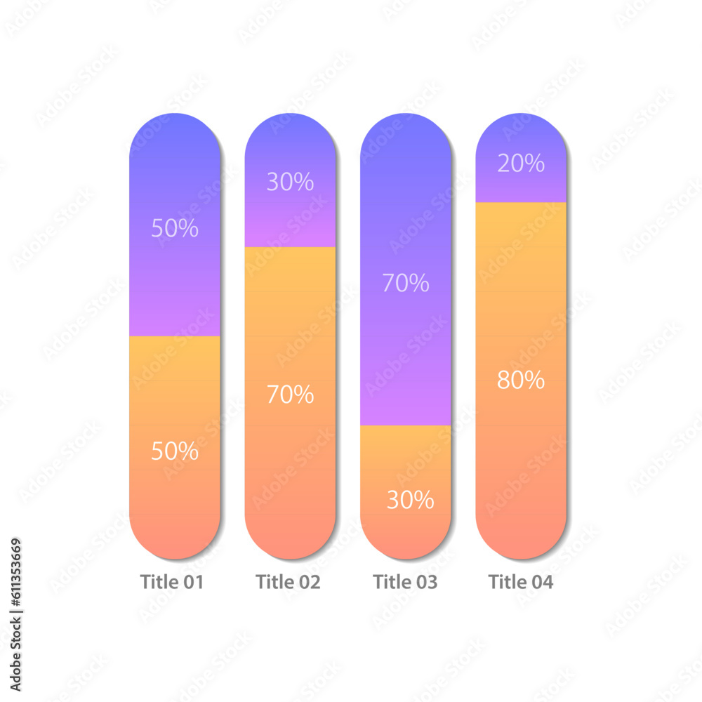 Stacked percentage infographic chart design template. Different proportions. Product efficiency ...
