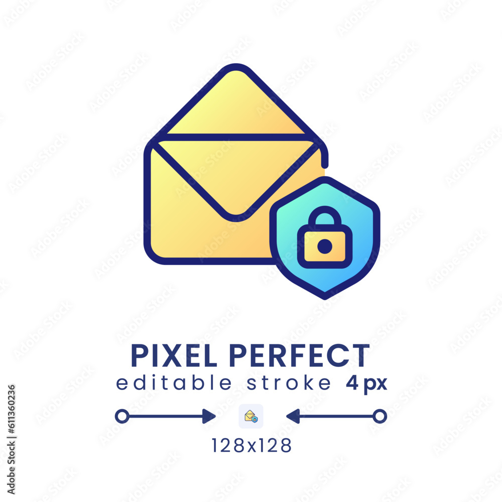 Email security gradient fill desktop icon. Account protection. Prevent ...