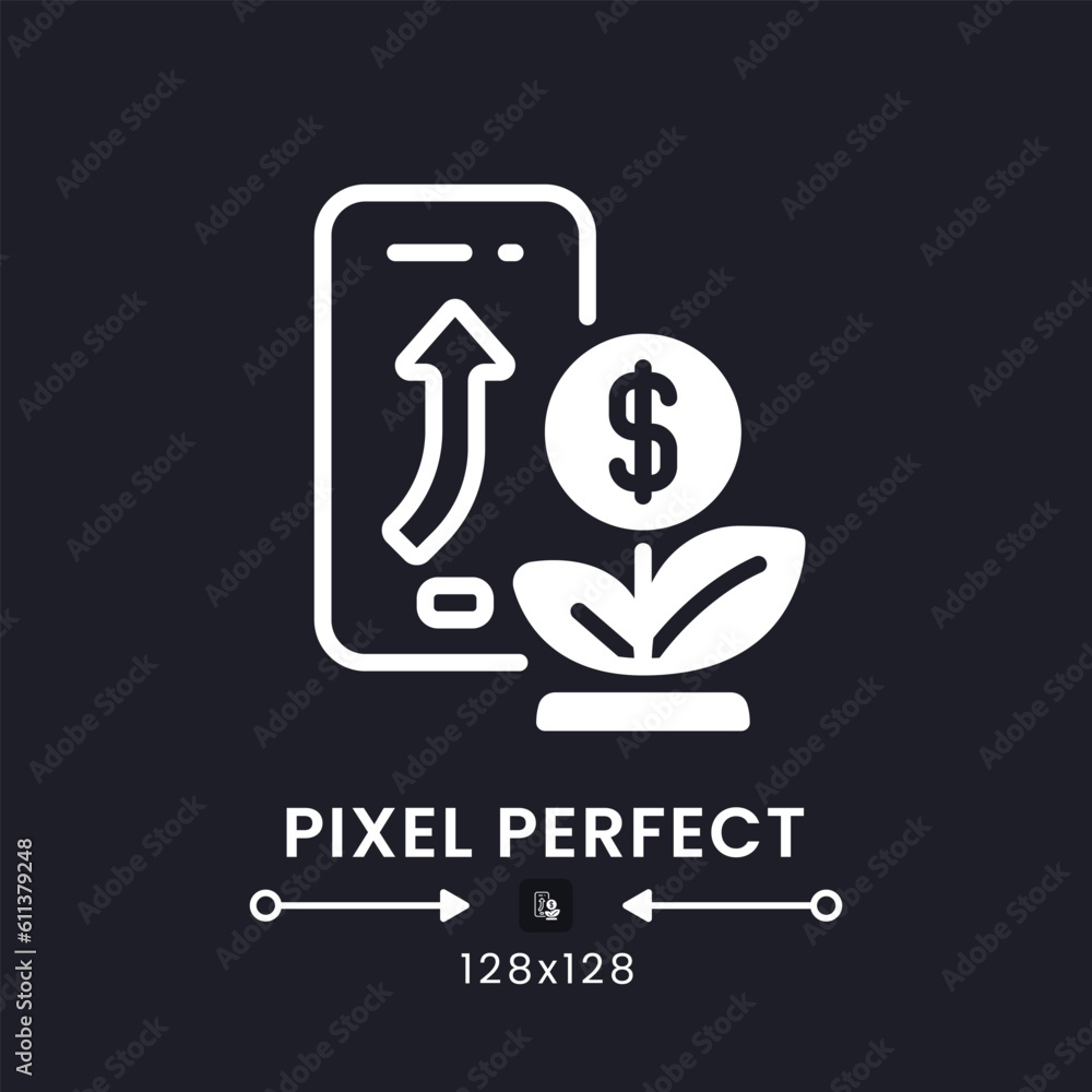 Trading and investment app white solid desktop icon. Stock market ...