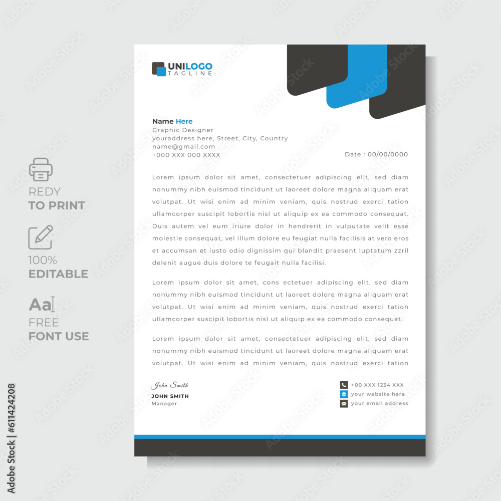 corporate modern letterhead design template. creative modern letterhead ...
