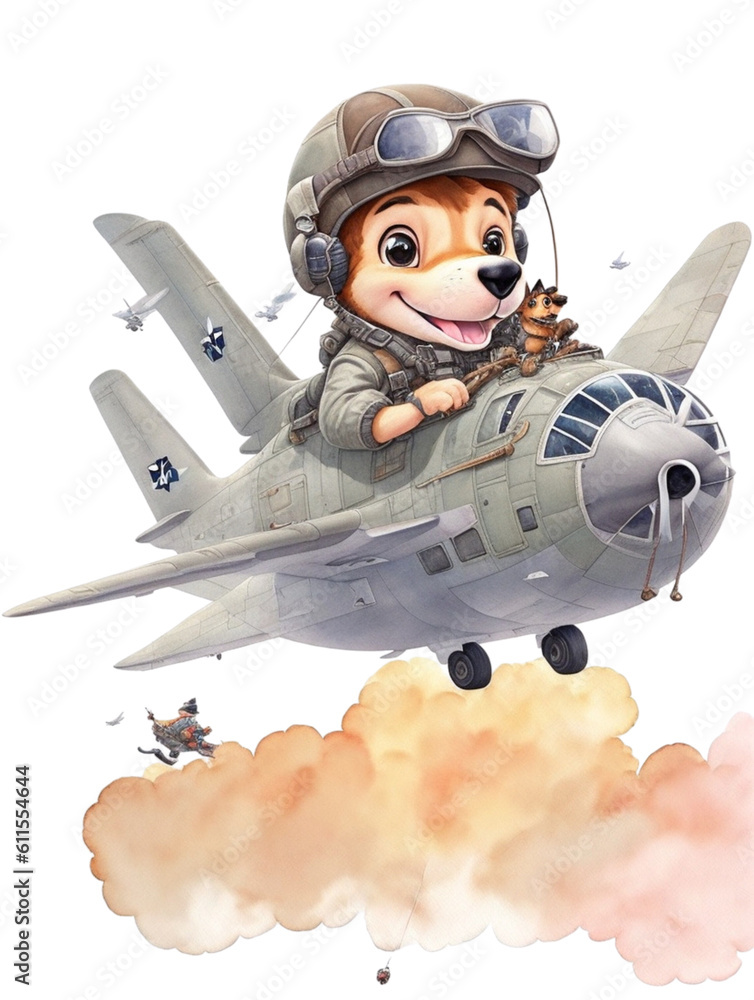 Dog as a Pilot Transparent PNG, Cute Animal illustration Collection ...