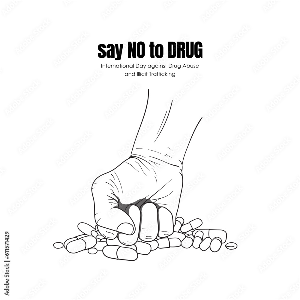 Hand punching drugs hand drawn illustration design for say no to drug ...