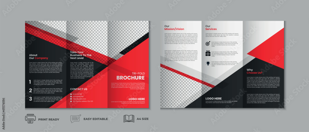 Trifold brochure template, three fold cover page, three fold brochure ...